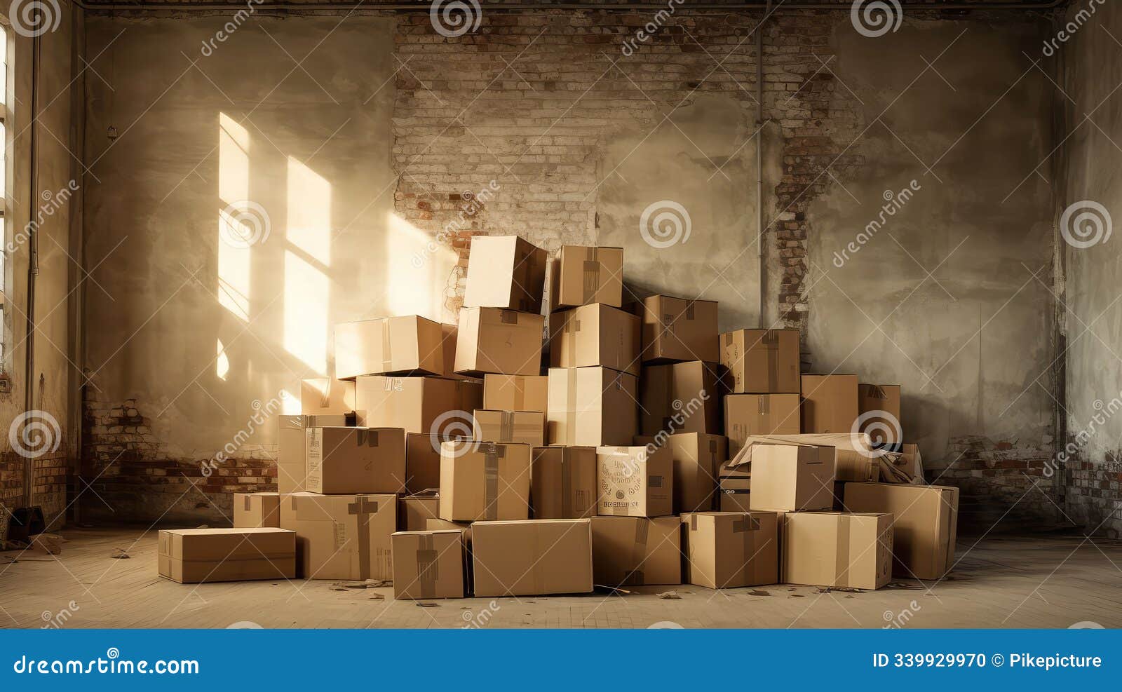 Pile empty boxes stock illustration. Illustration of moving - 339929970