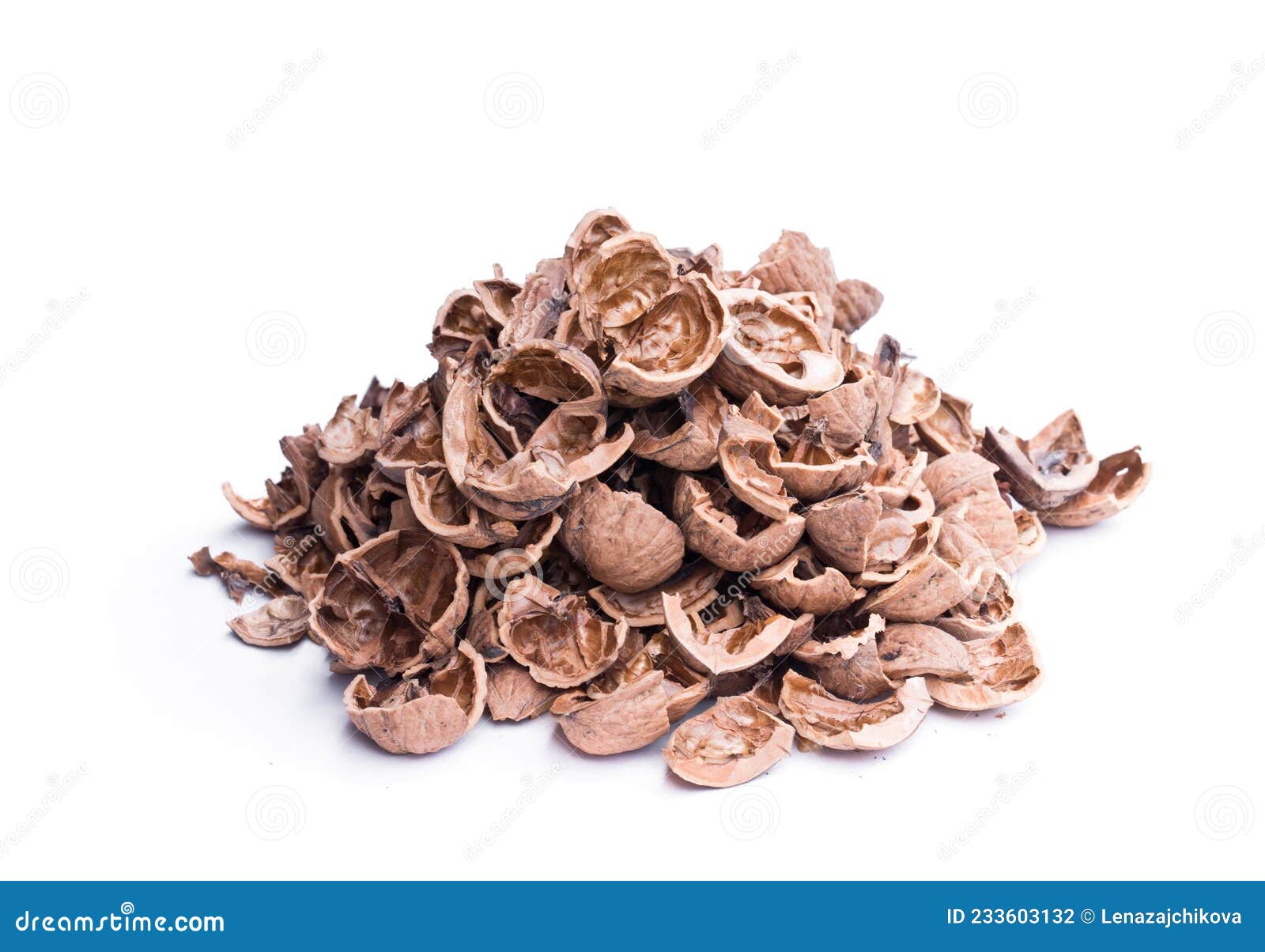 Pile of Empty Broken Walnut Shells Isolated on White Stock Photo ...