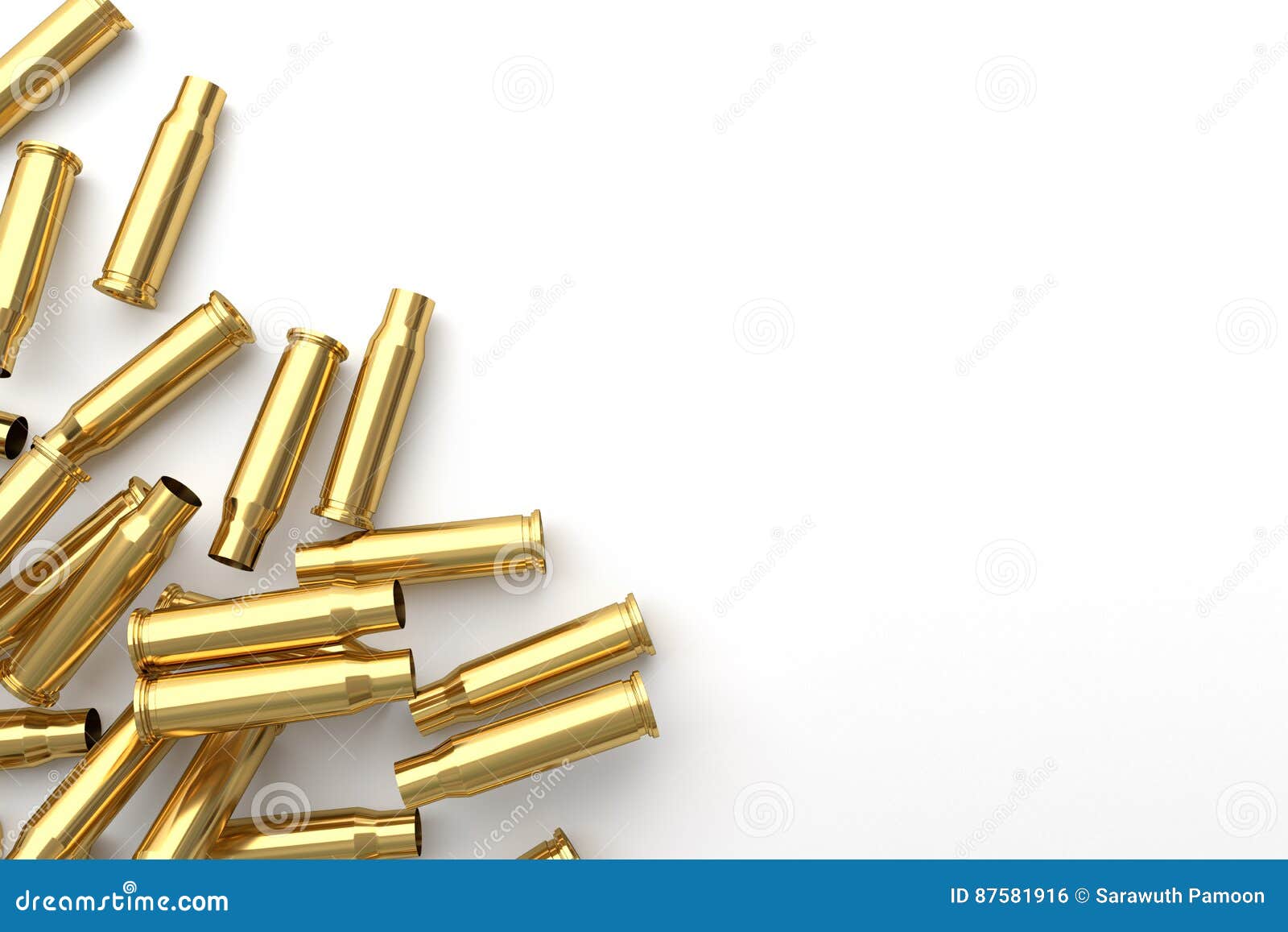 Pile of Empty Bullet on White Background. Stock Illustration ...
