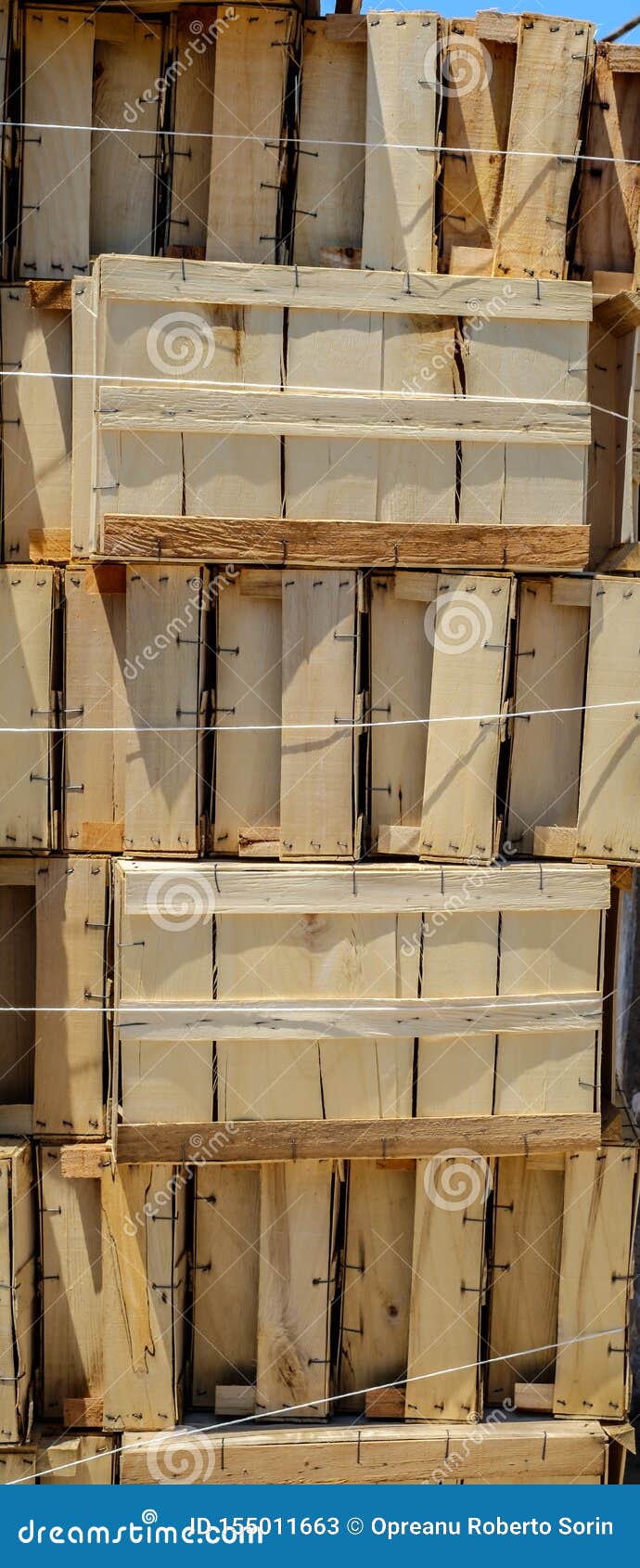 Pile of Empty Fruit Wooden Boxes Stock Image - Image of distribution ...