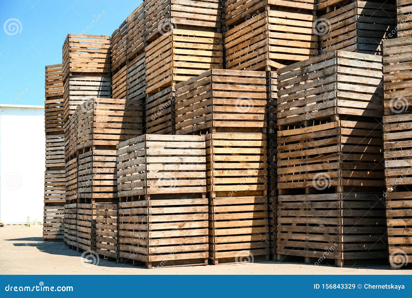 Pile of Empty Wooden Crates Outdoors Stock Image - Image of harvest ...