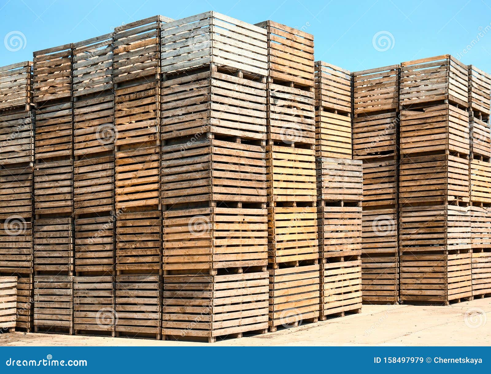 Pile of Empty Wooden Crates Outdoors Stock Image - Image of packaging ...