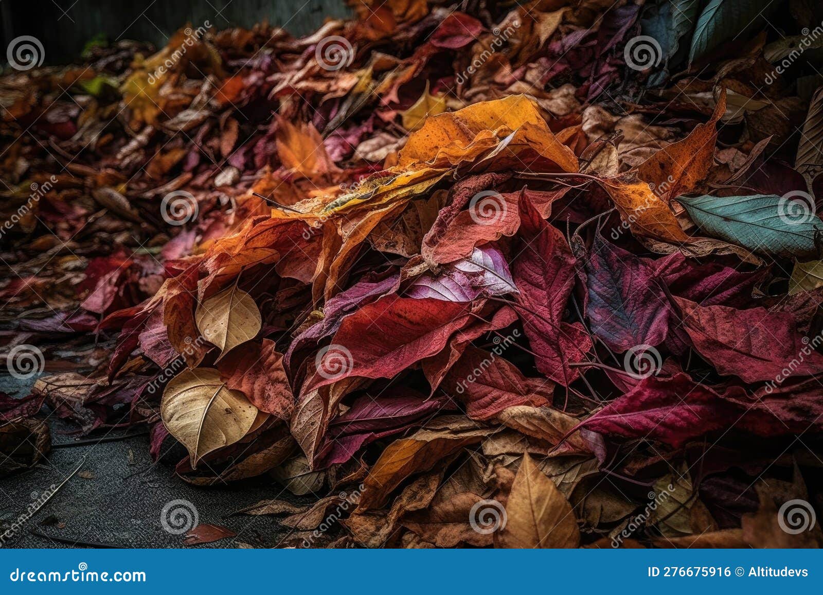 A Pile of Fallen Leaves, with the Textures and Colors Visible Stock ...