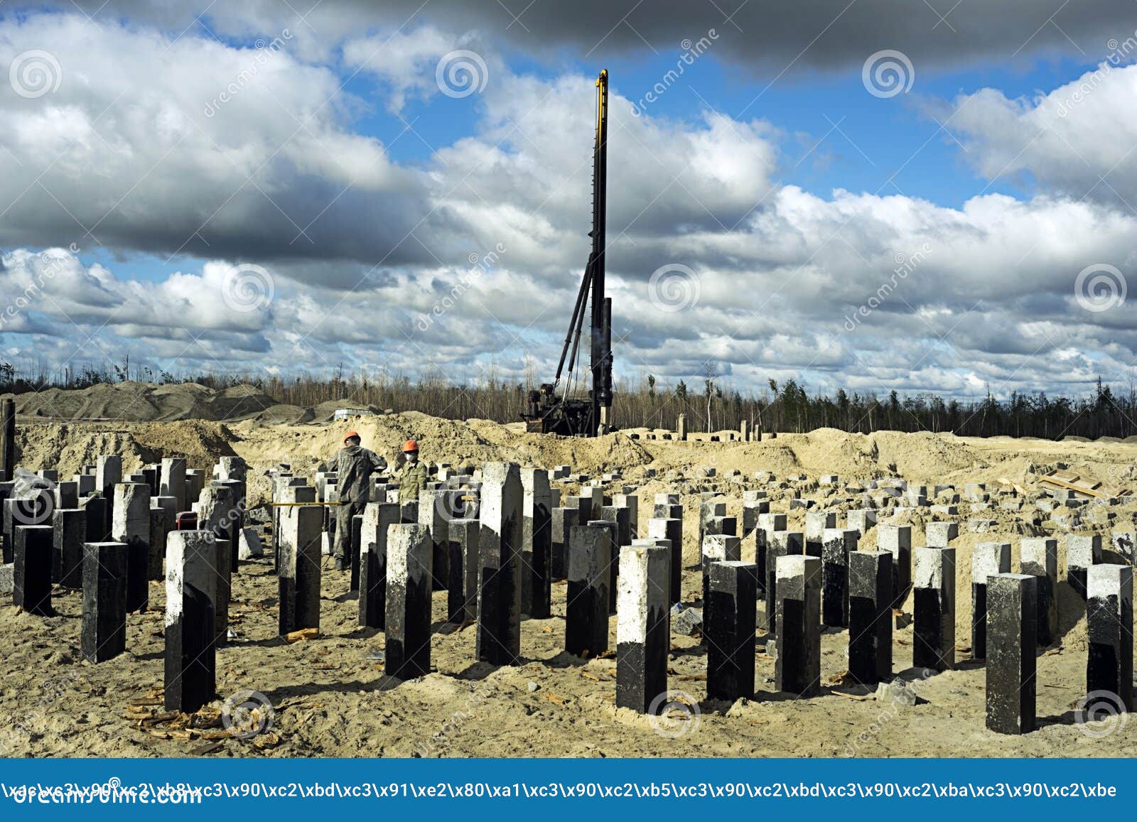 Pile field. stock image. Image of blue, hoist, piles - 44108387