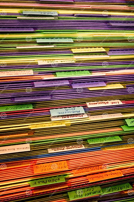 Pile of files stock photo. Image of pile, pink, yellow - 114922