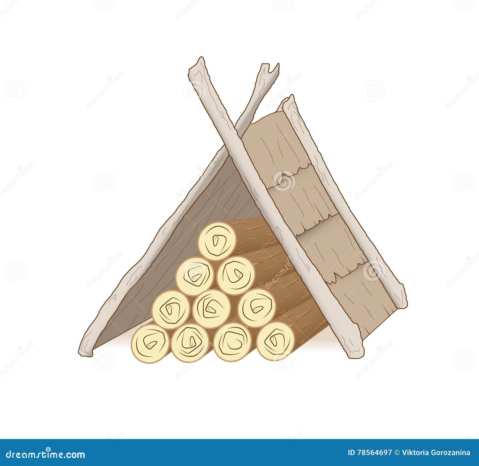 Pile Firewood. Stack Wood Log Bonfire, Cartoon Sticks Branches Timber ...