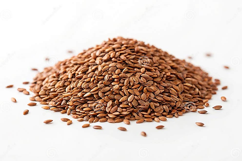 Pile of Flax Seed Isolated on White Stock Photo - Image of visible ...