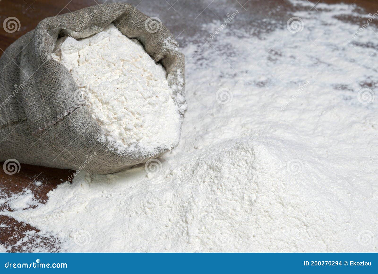 A Pile Of Flour On A Dark Table. Spilled Flour. Flour Texture Stock ...