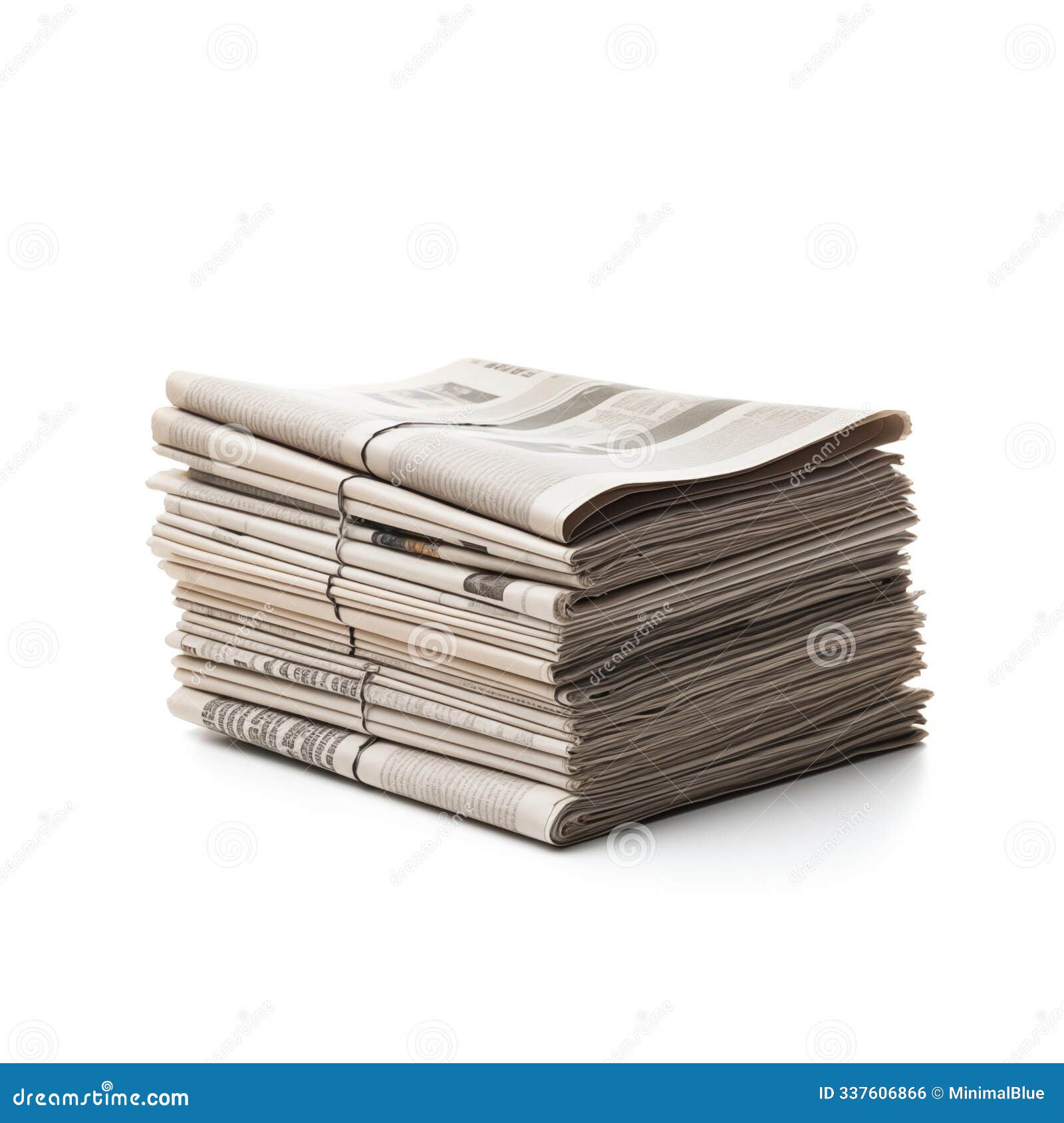 Pile Of Folded Newspapers Stacked Neatly On White Background Stock ...