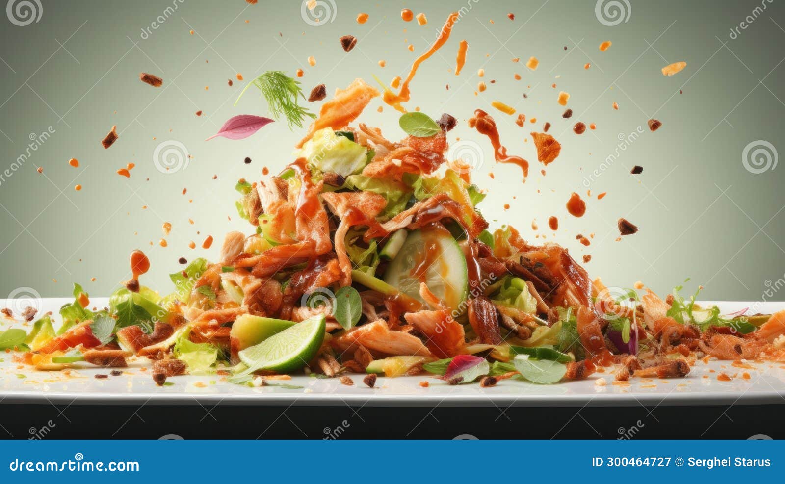 A Pile of Food on a Plate with Some Being Thrown, AI Stock Image ...