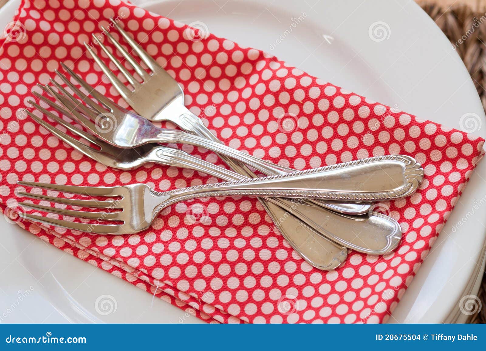 Pile of forks on napkin stock photo. Image of brunch - 20675504