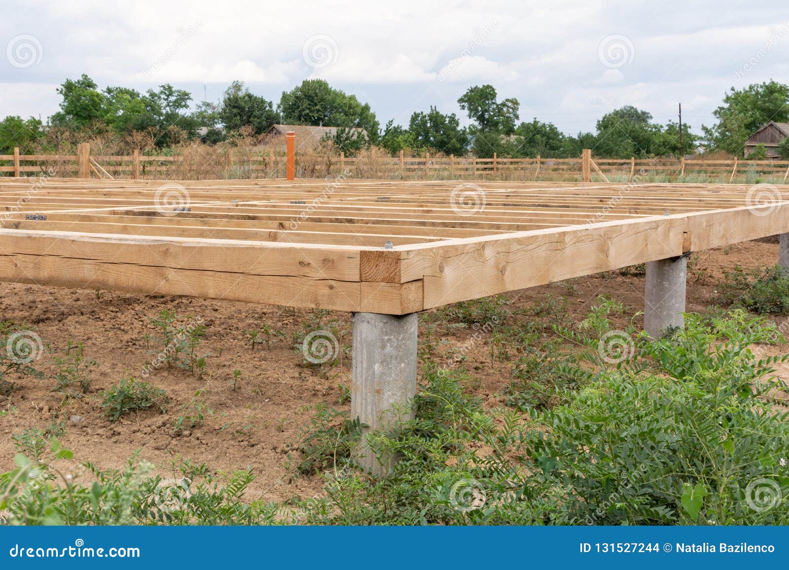 On Pile Foundations Support the Floor of a Frame House Stock Photo ...