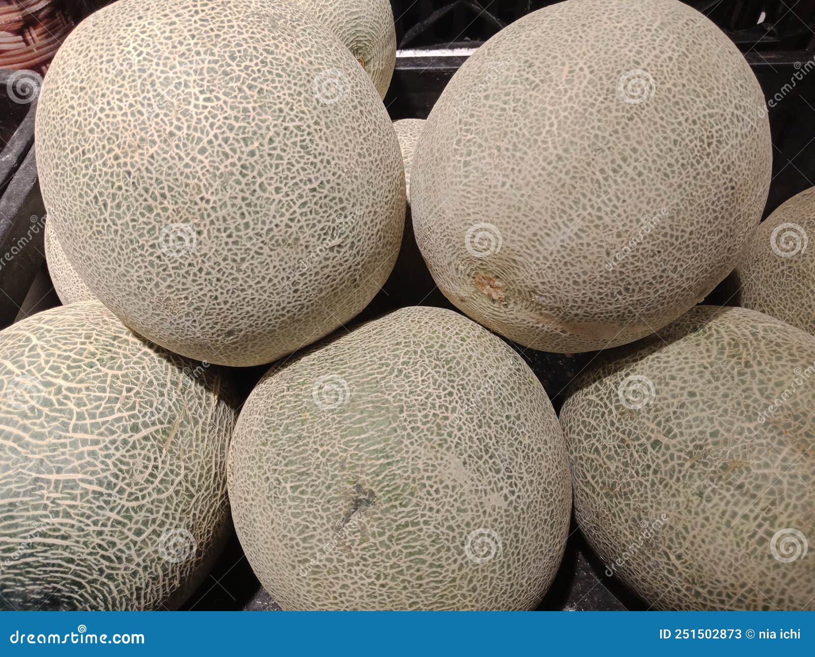 Pile of Fresh Big Melons in Supermarket Stock Image - Image of wood ...