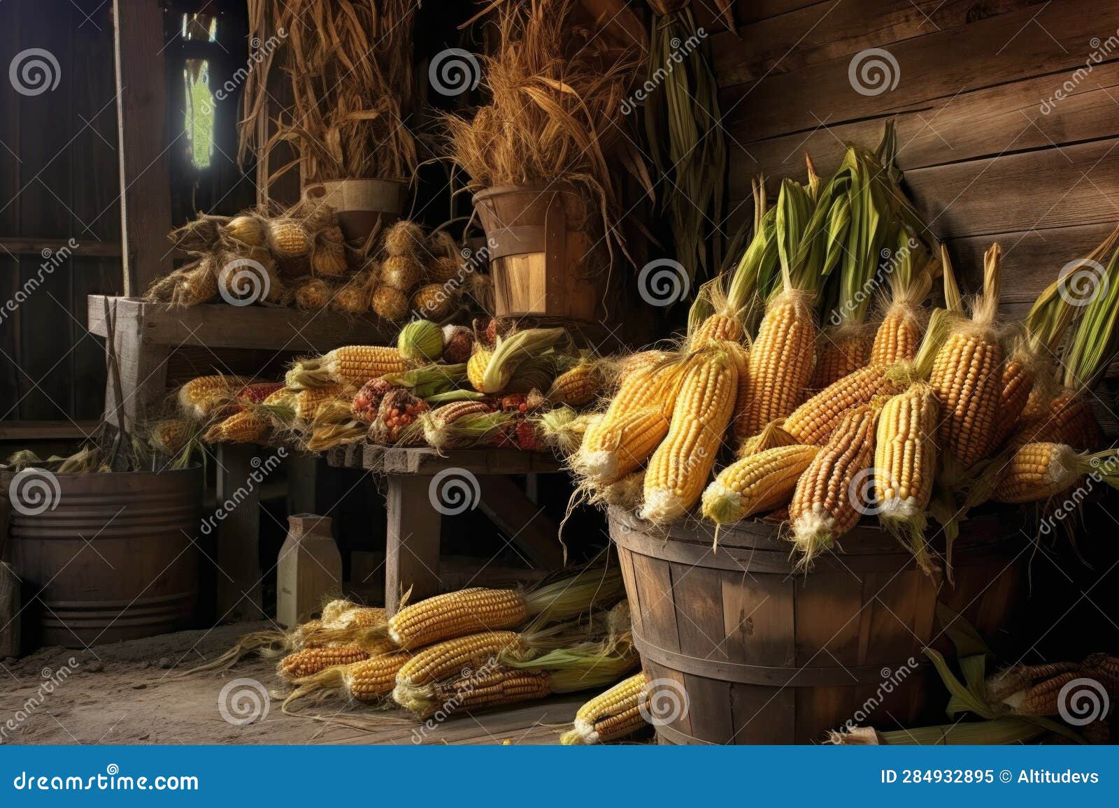 Pile of Freshly Harvested Corn Cobs in a Rustic Setting Stock Image ...
