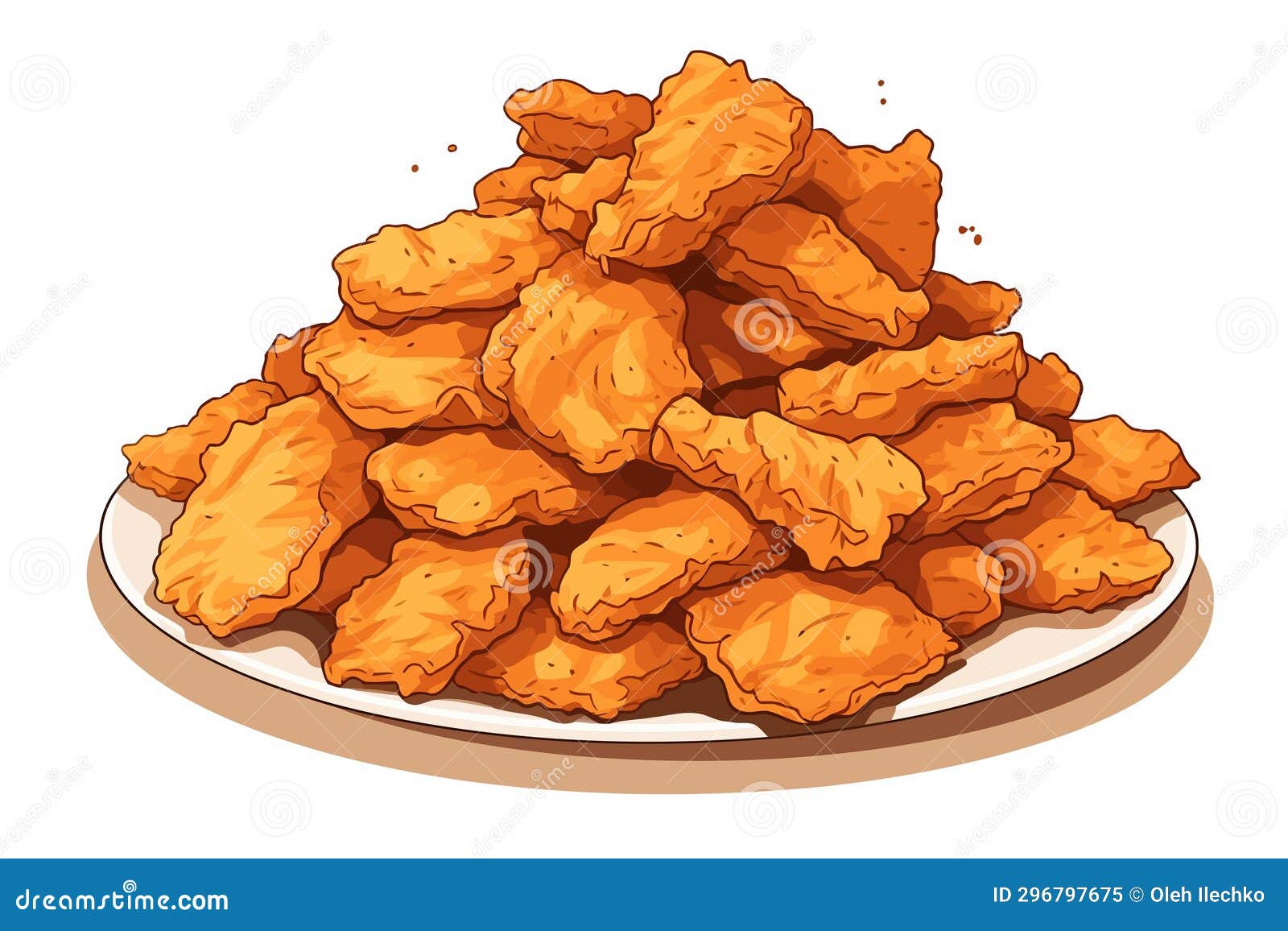 Pile of Fried Chicken Vector Flat Minimalistic Isolated Illustration ...