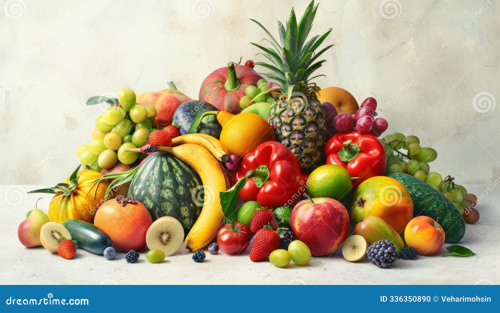 Pile of Fruits and Vegetables in Many Appetizing Colors. Stock ...
