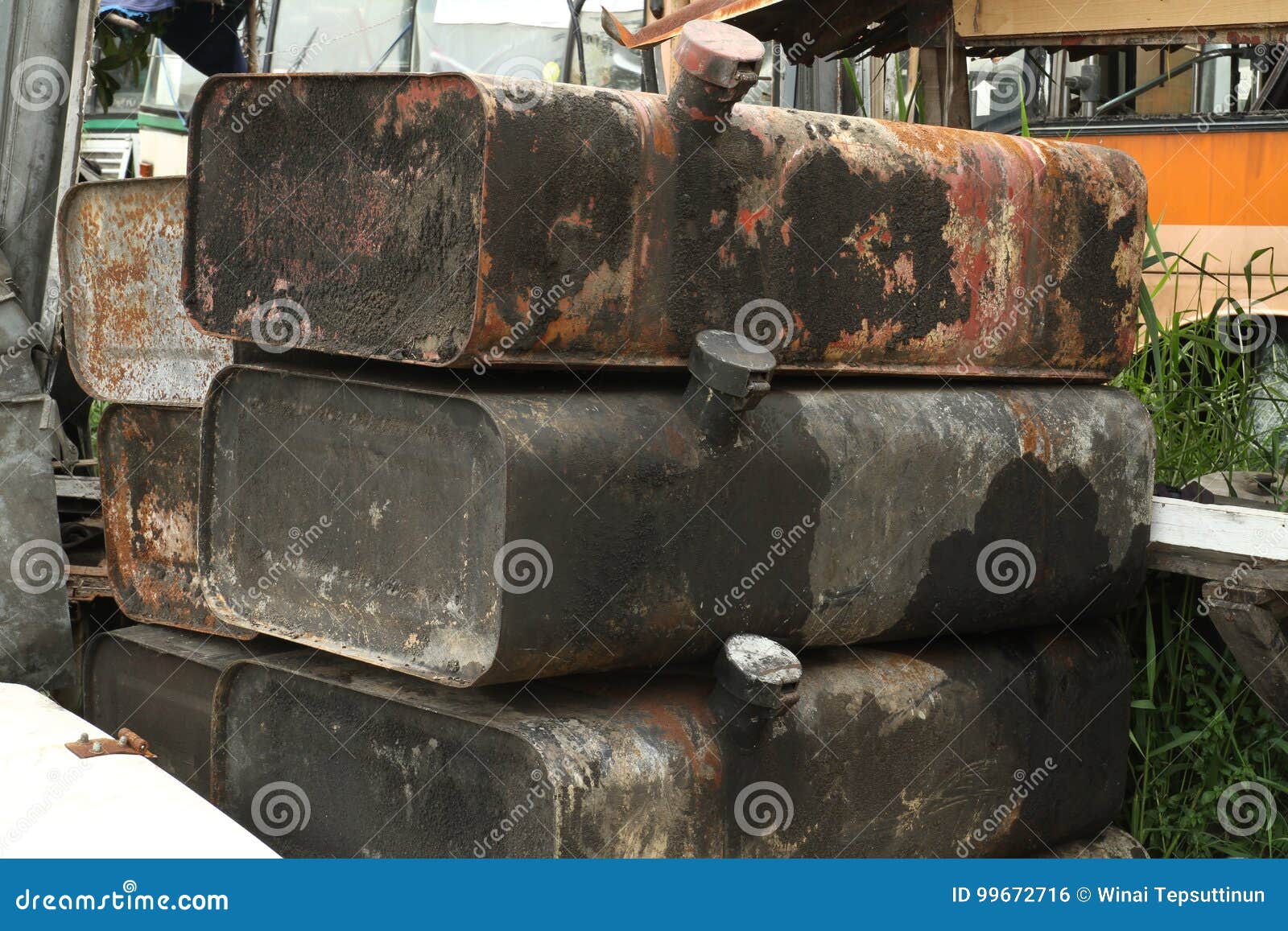Pile of fuel tank stock photo. Image of junk, truck, iron - 99672716