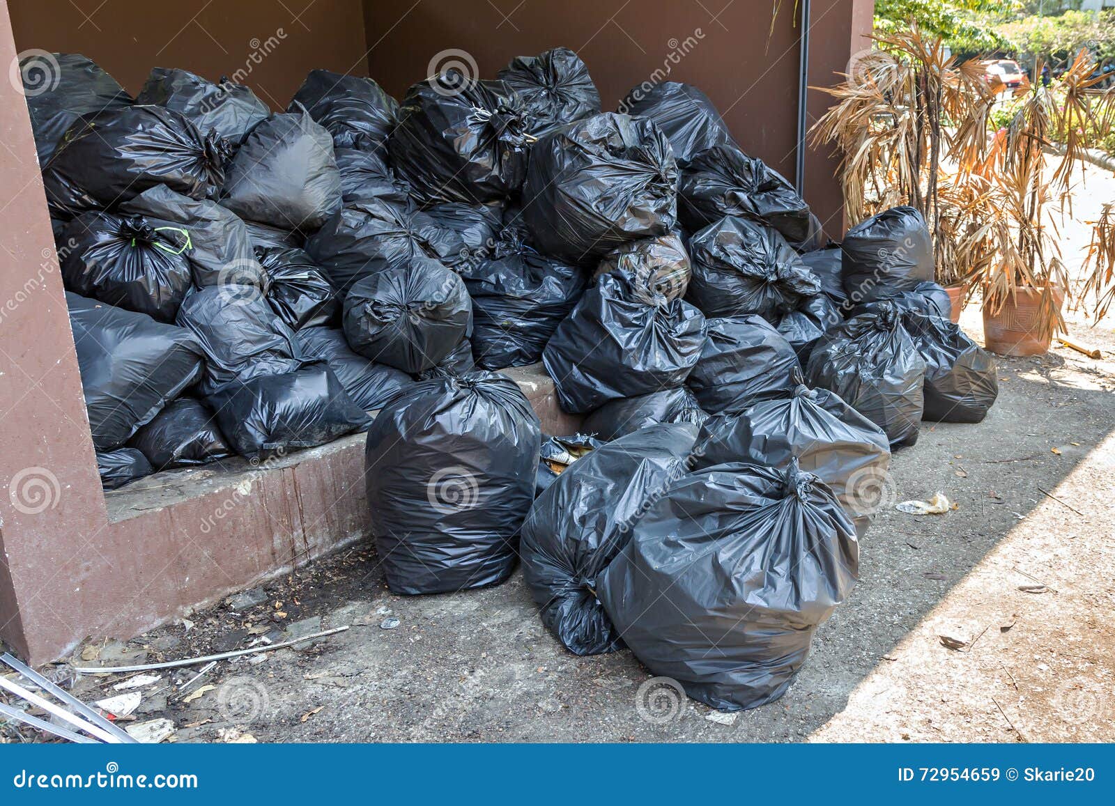Pile of full garbage bags stock image. Image of waste - 72954659