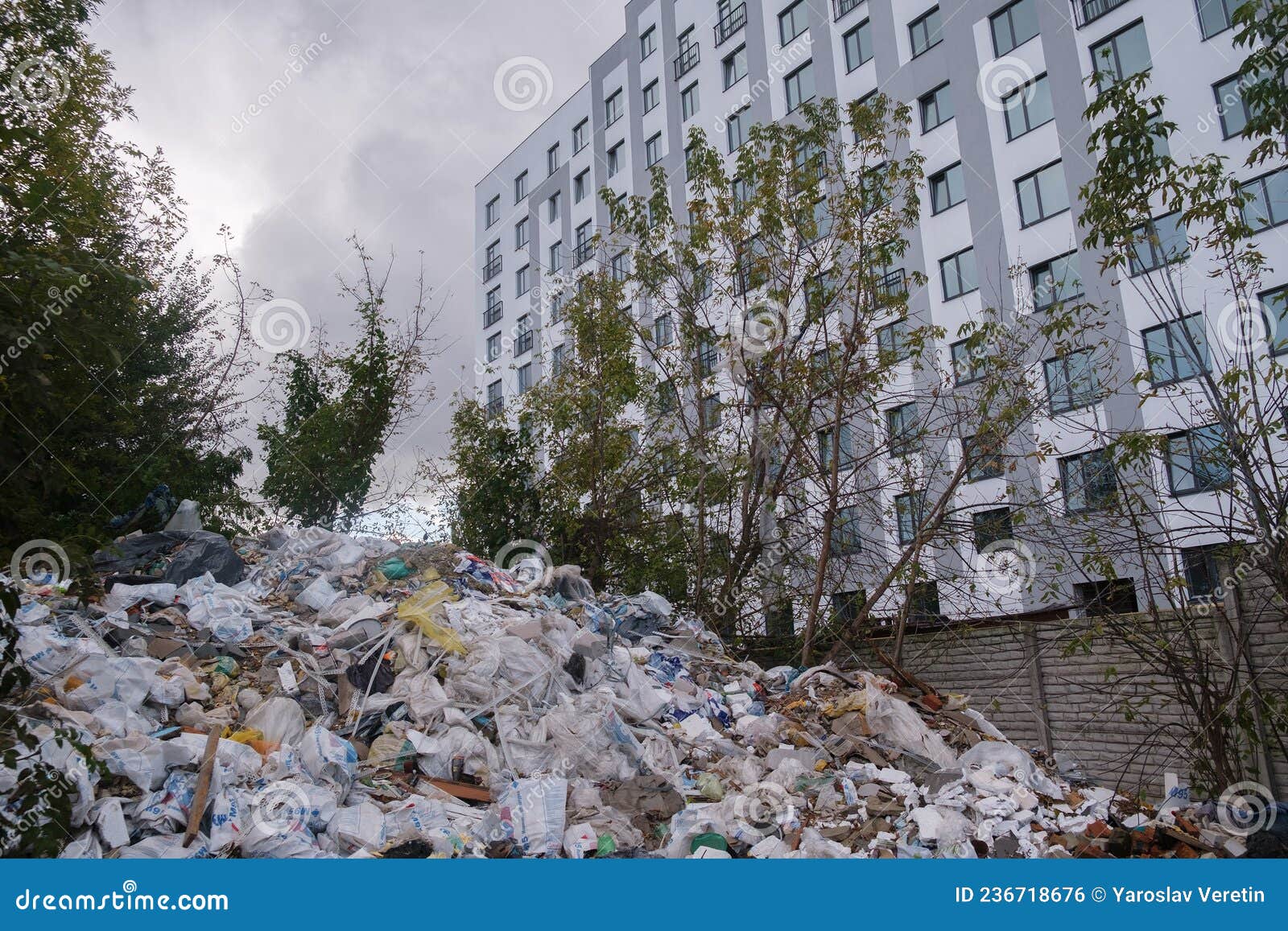 Pile of Garbage in Construction Site while Construction Underway Stock ...