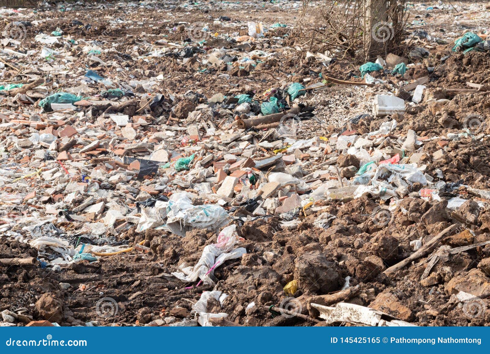 Garbage, Construction Debris And Concrete Blocks On The Landfill Stock ...