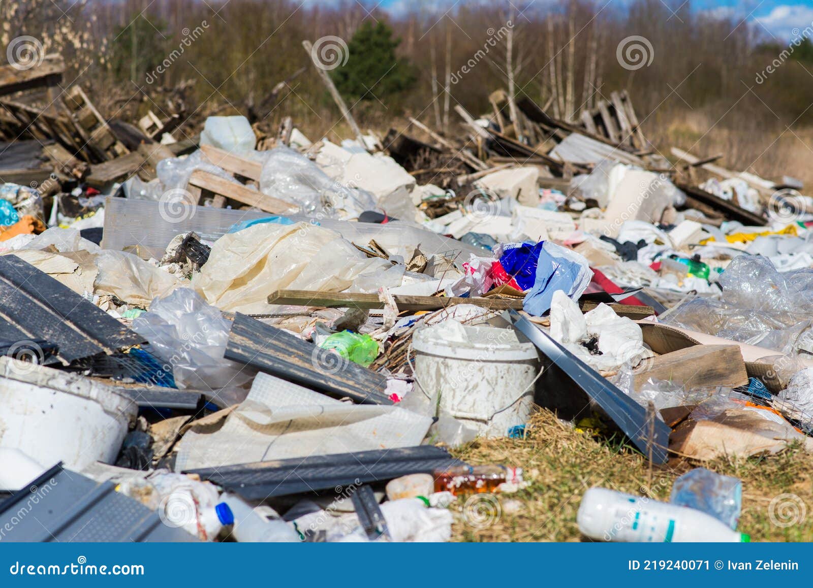 Pile of Garbage Dump in the Forest, Nature Environment Problems. Global ...