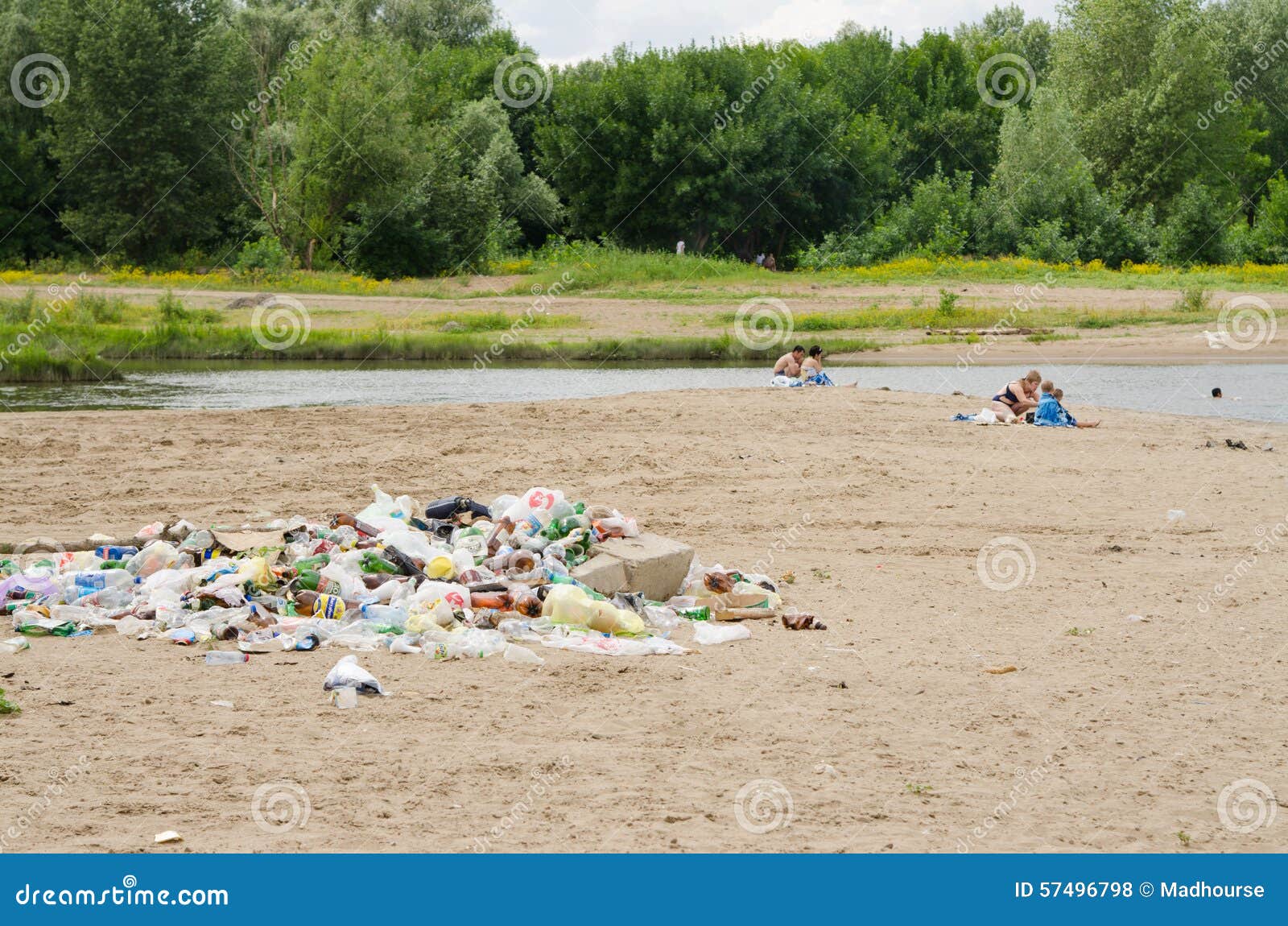 Pile of Garbage in Sand on Bank the Rive Editorial Stock Photo - Image ...