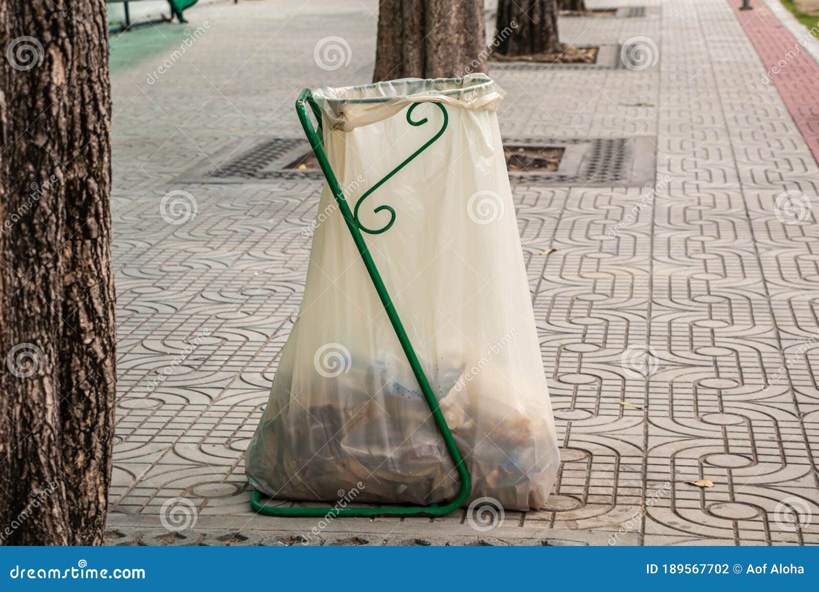 Pile Garbage White Bag Plastic on Roadside.Trash Bag on the Footpath ...