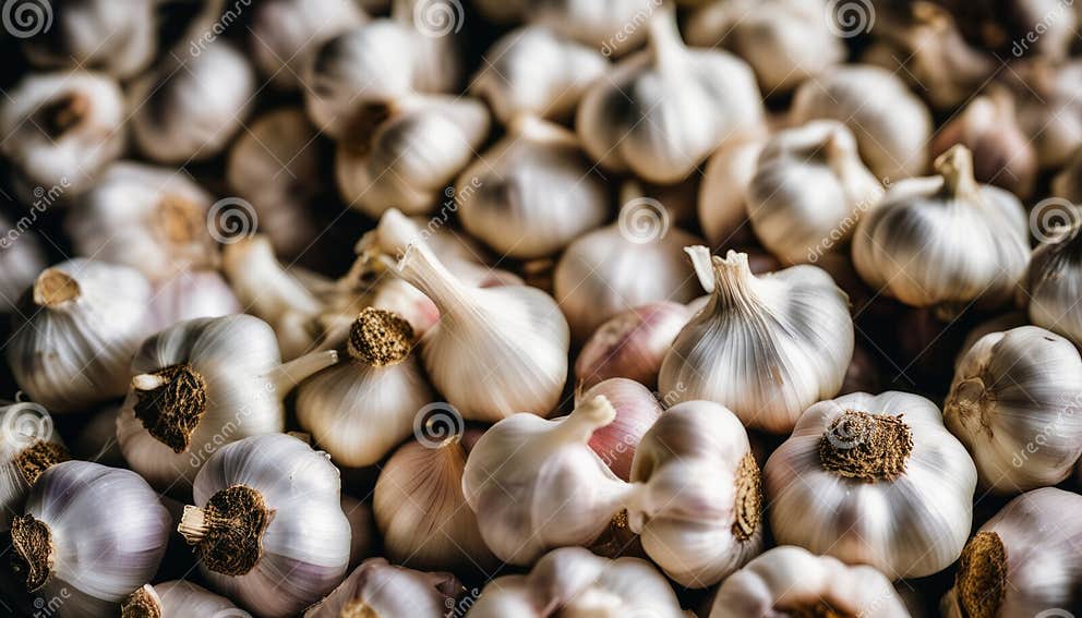 A Pile of Garlic Cloves on a Table Stock Illustration - Illustration of ...