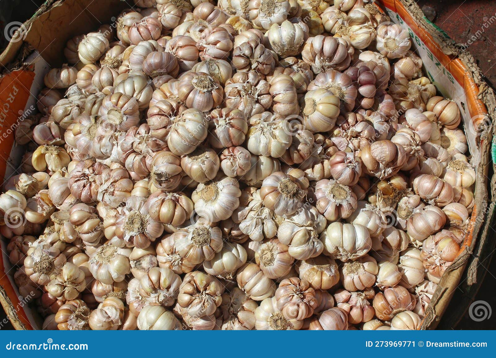 Pile of Garlic in Traditional Market from Above Angle Stock Image ...