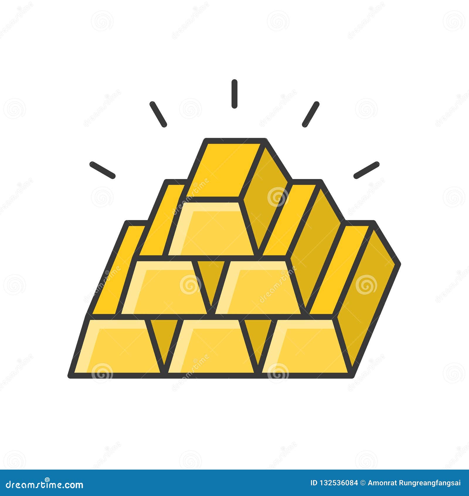 Pile of Gold Bar, Filled Outline Icon Stock Vector - Illustration of ...
