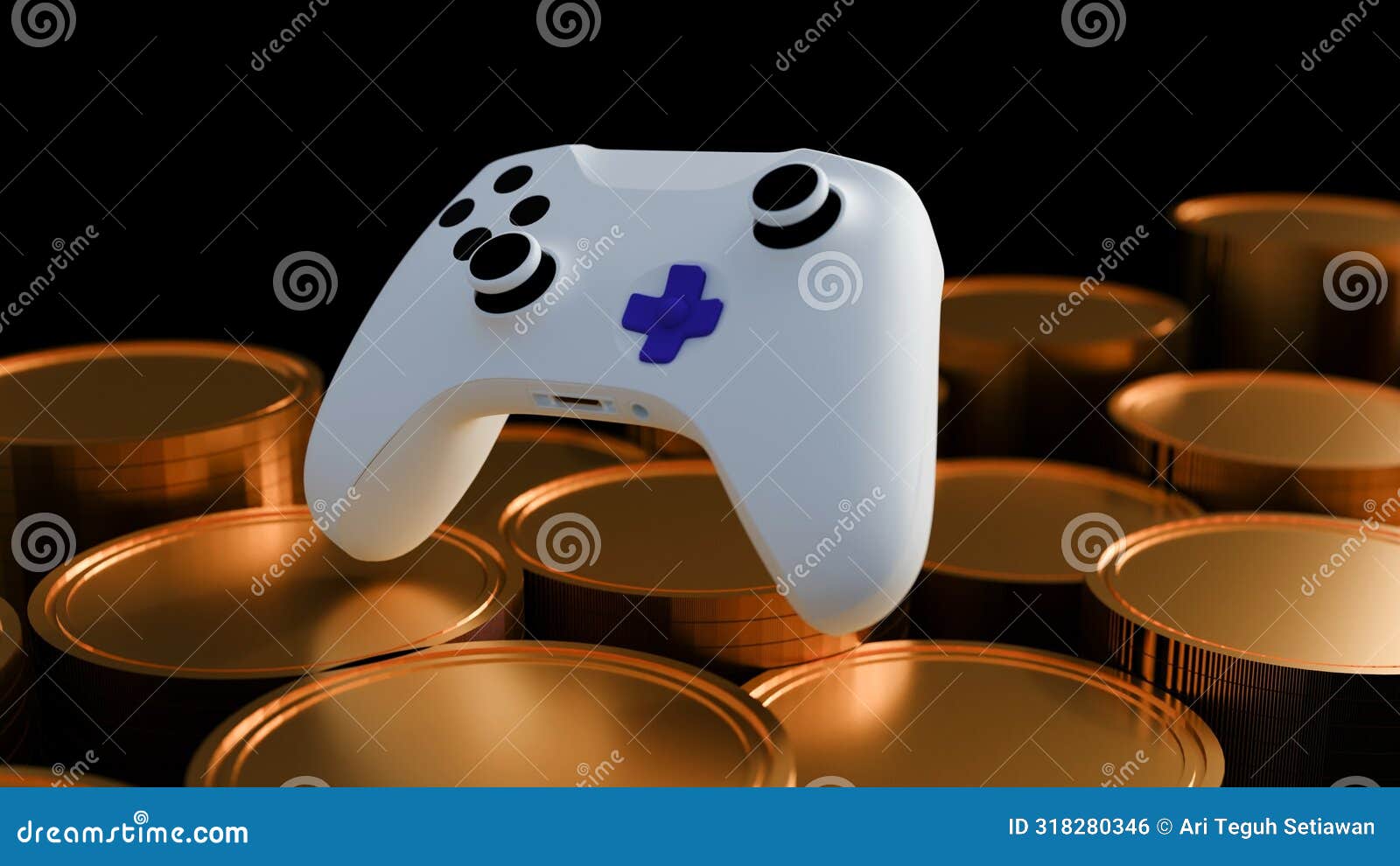Pile of Gold Coins and Game Controller Stock Illustration ...