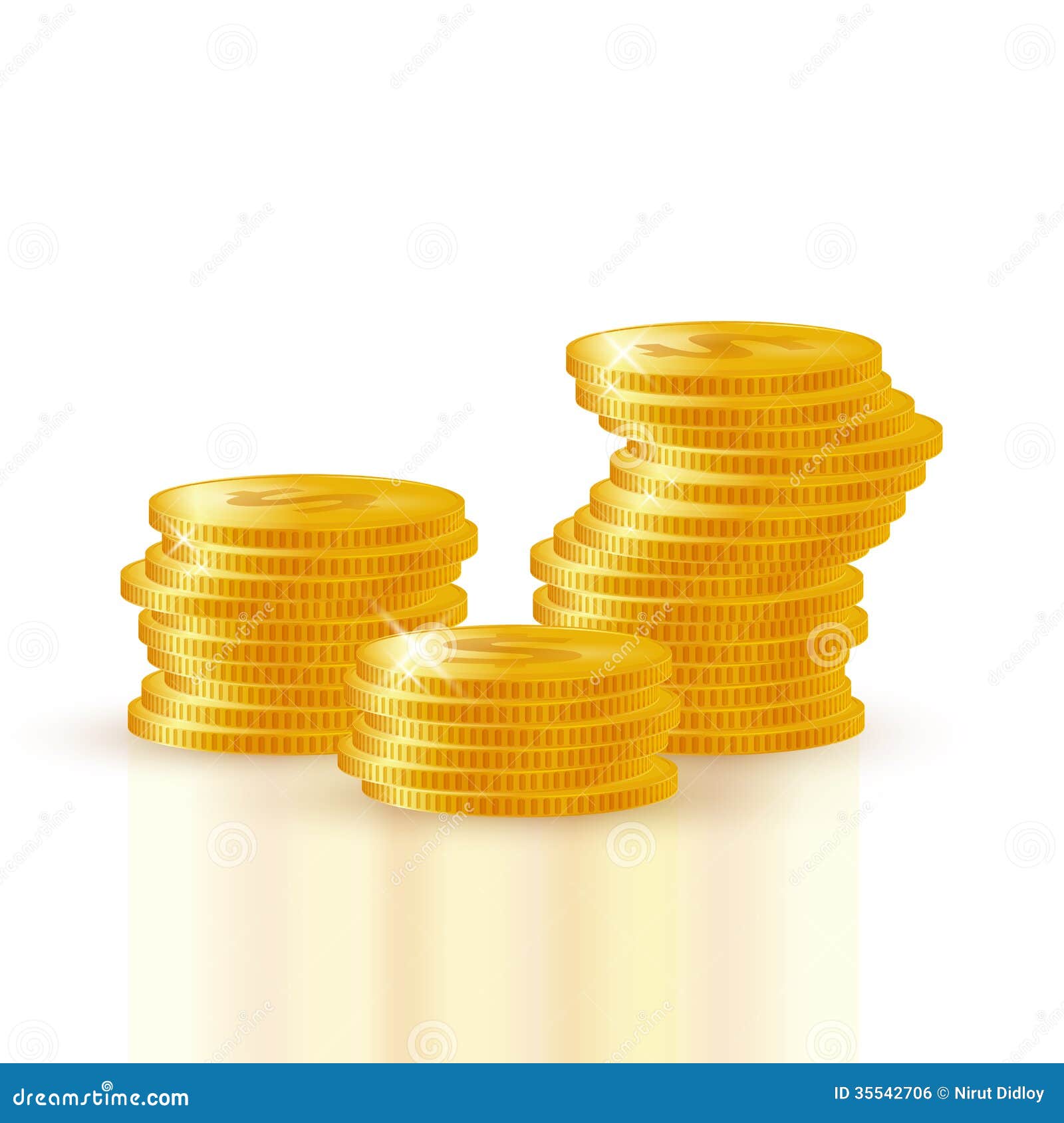 Pile of gold coins stock vector. Illustration of growth - 35542706