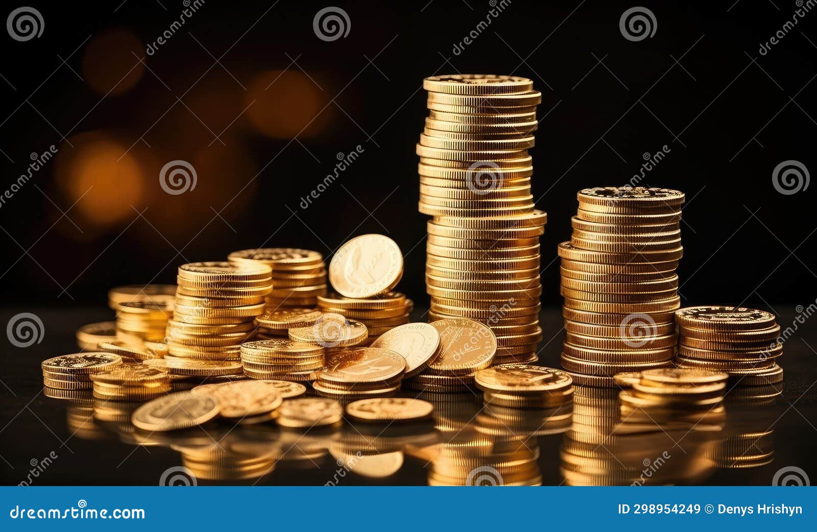 Stack Of Silver Coins, Background With Copies, Black Background Royalty ...