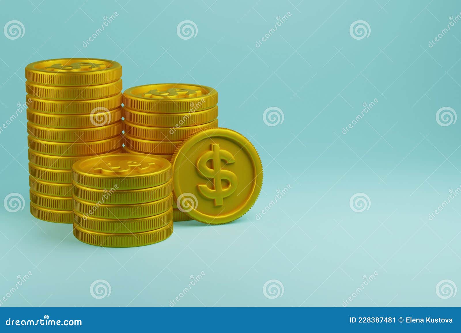 Pile of Gold Coins in a Stack, 3d Illustration Stock Illustration ...