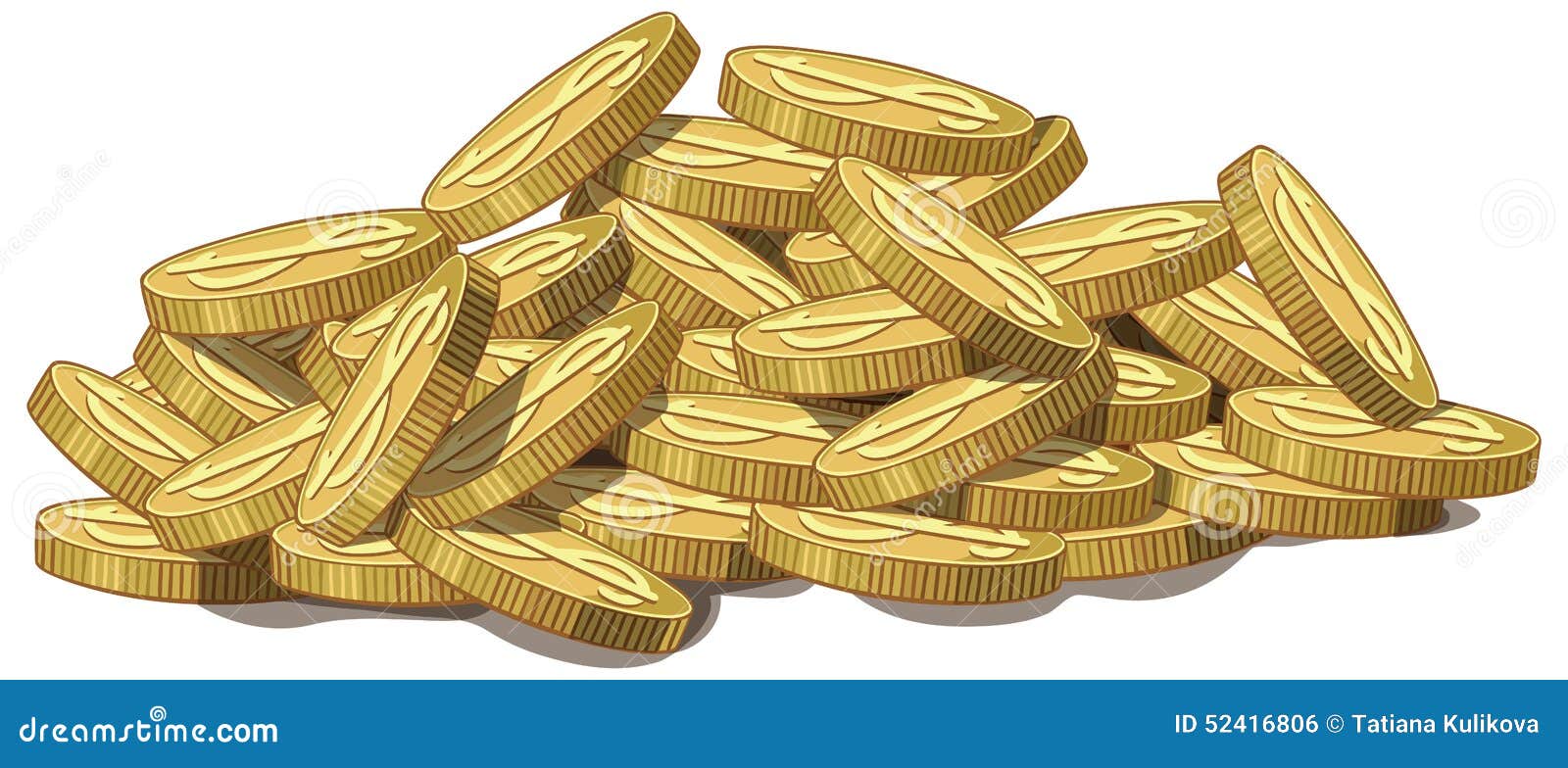 Pile of gold coins stock vector. Illustration of coins - 52416806