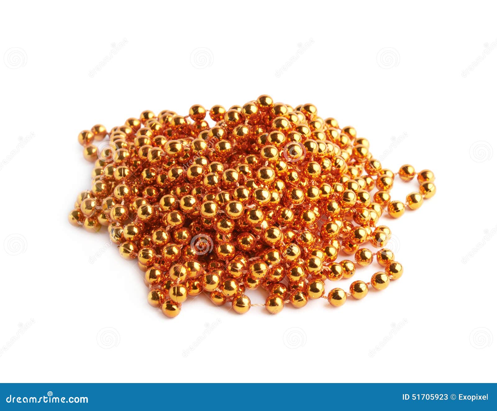 Pile of Golden Beads on a String Stock Image - Image of garland ...