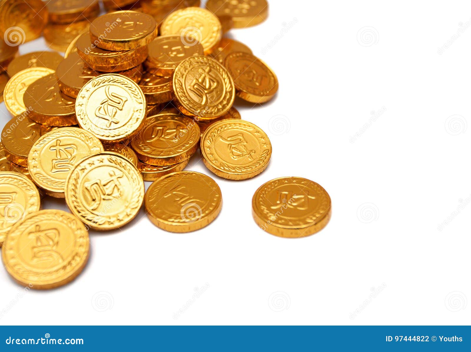 Pile of Golden Coin Isolated on White Background Stock Photo - Image of ...
