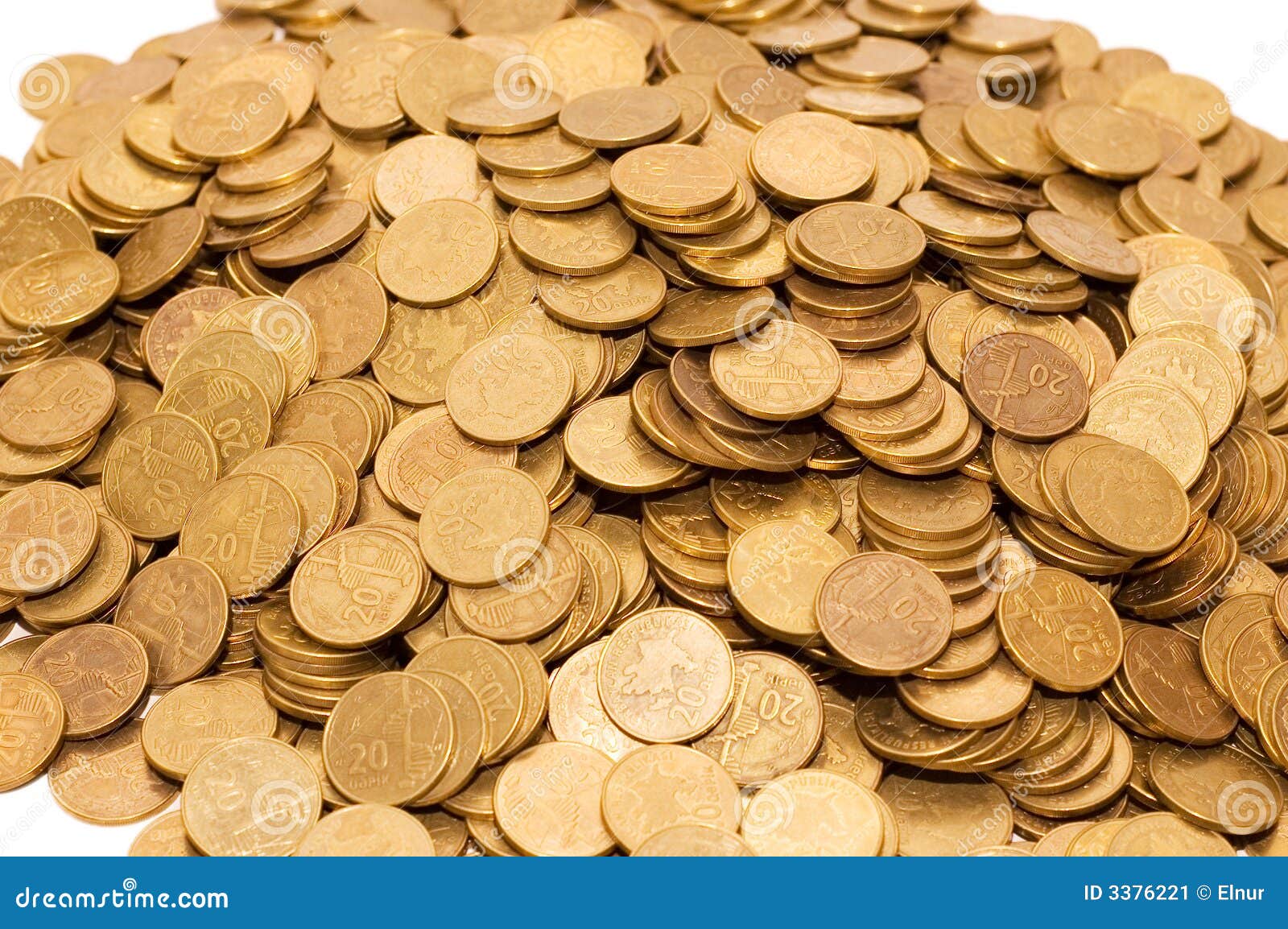 Pile of Golden Coins Isolated Stock Image - Image of coins, objects ...