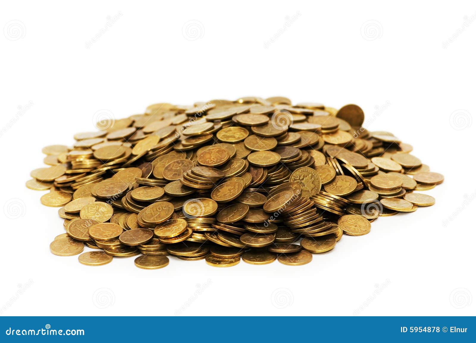 Pile of Golden Coins Isolated on White Stock Photo - Image of gold ...