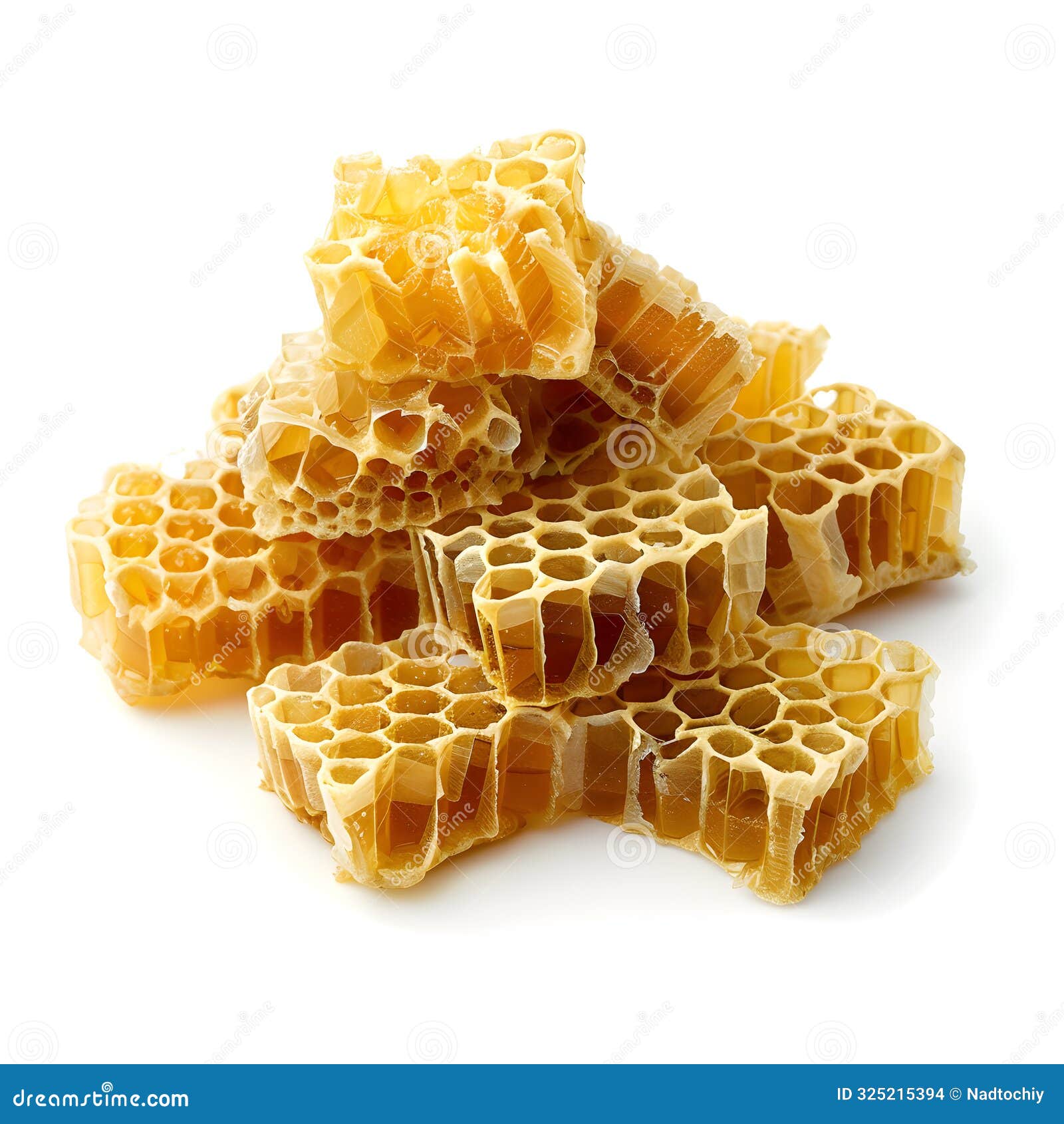 Fresh Honeycomb Stack Isolated on White Background Stock Photo - Image ...