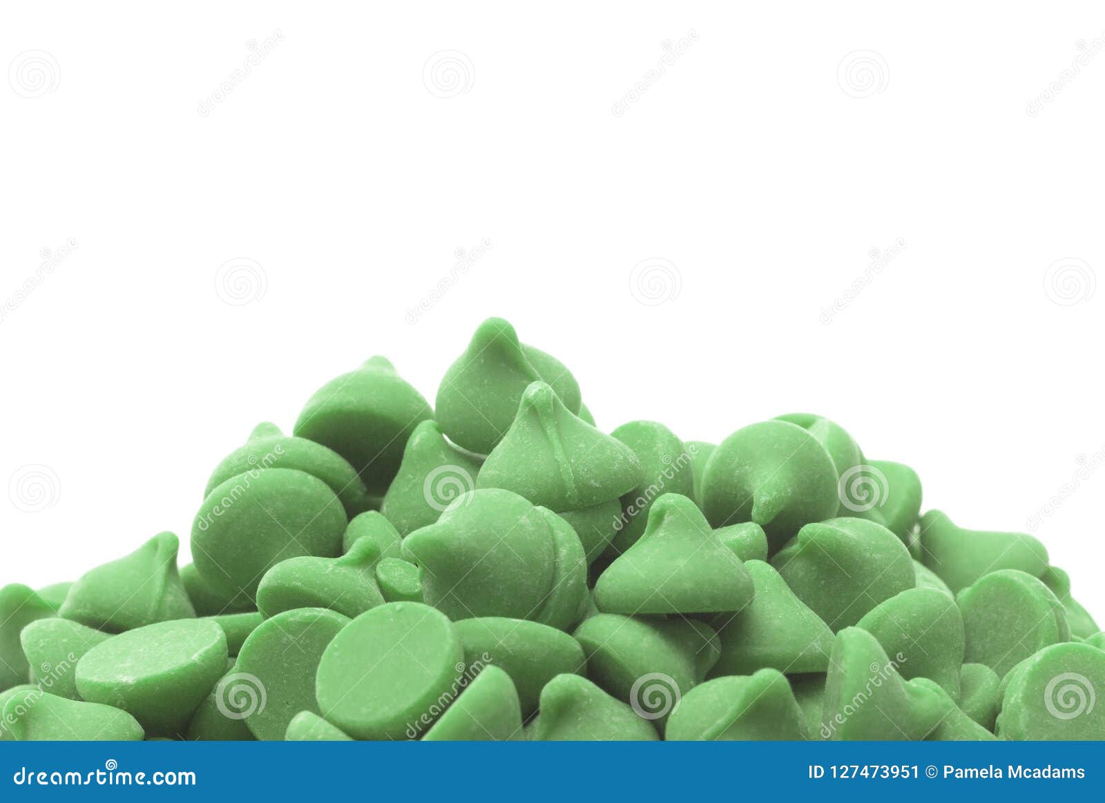 Pile of Gourmet Green Mint Baking Chips Stock Image - Image of macro ...