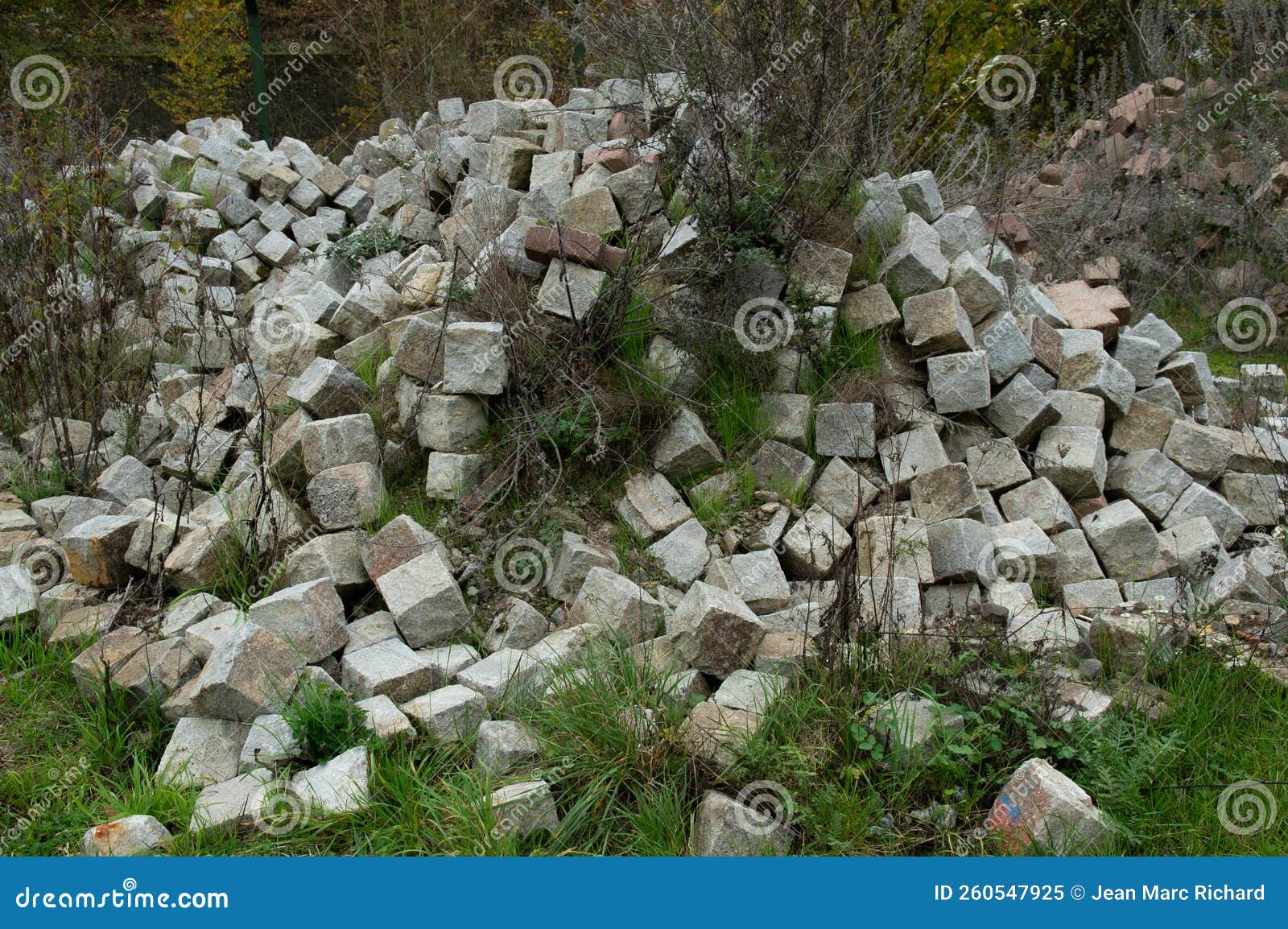 Pile of Granite Cobblestones. Selective Sorting, Stone, Cement ...