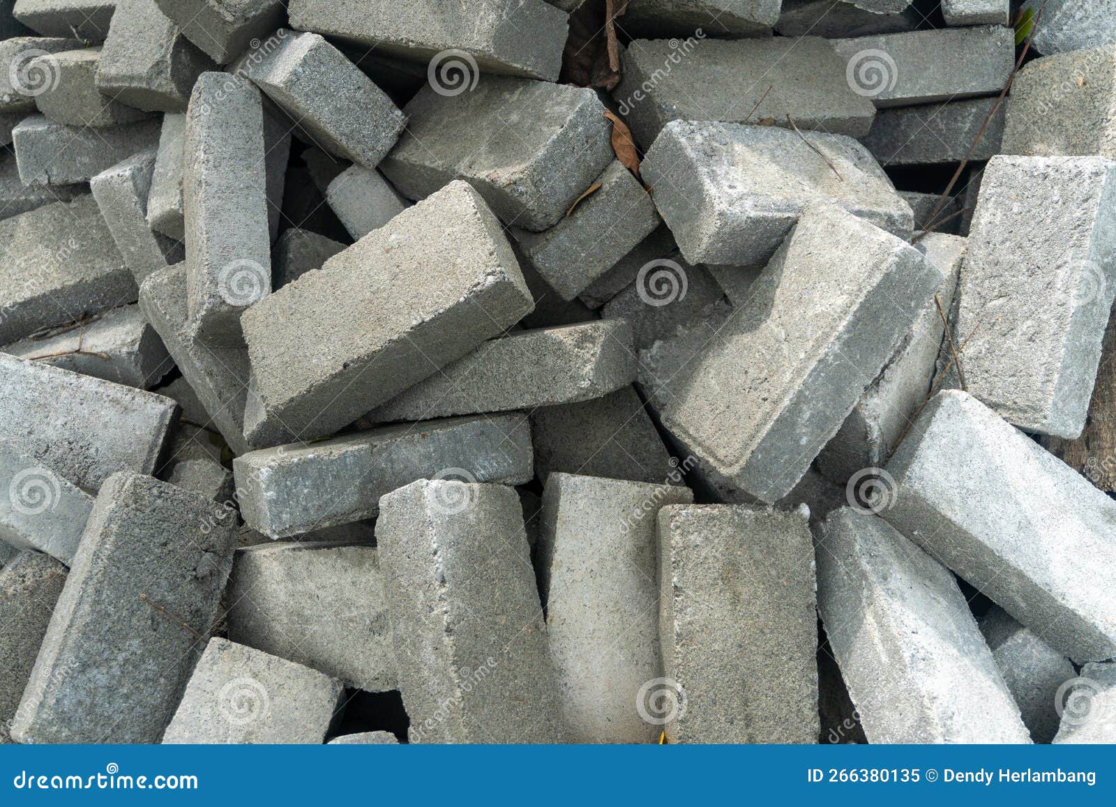 Pile of Gray Concrete Bricks in the Middle of a City Park Construction ...