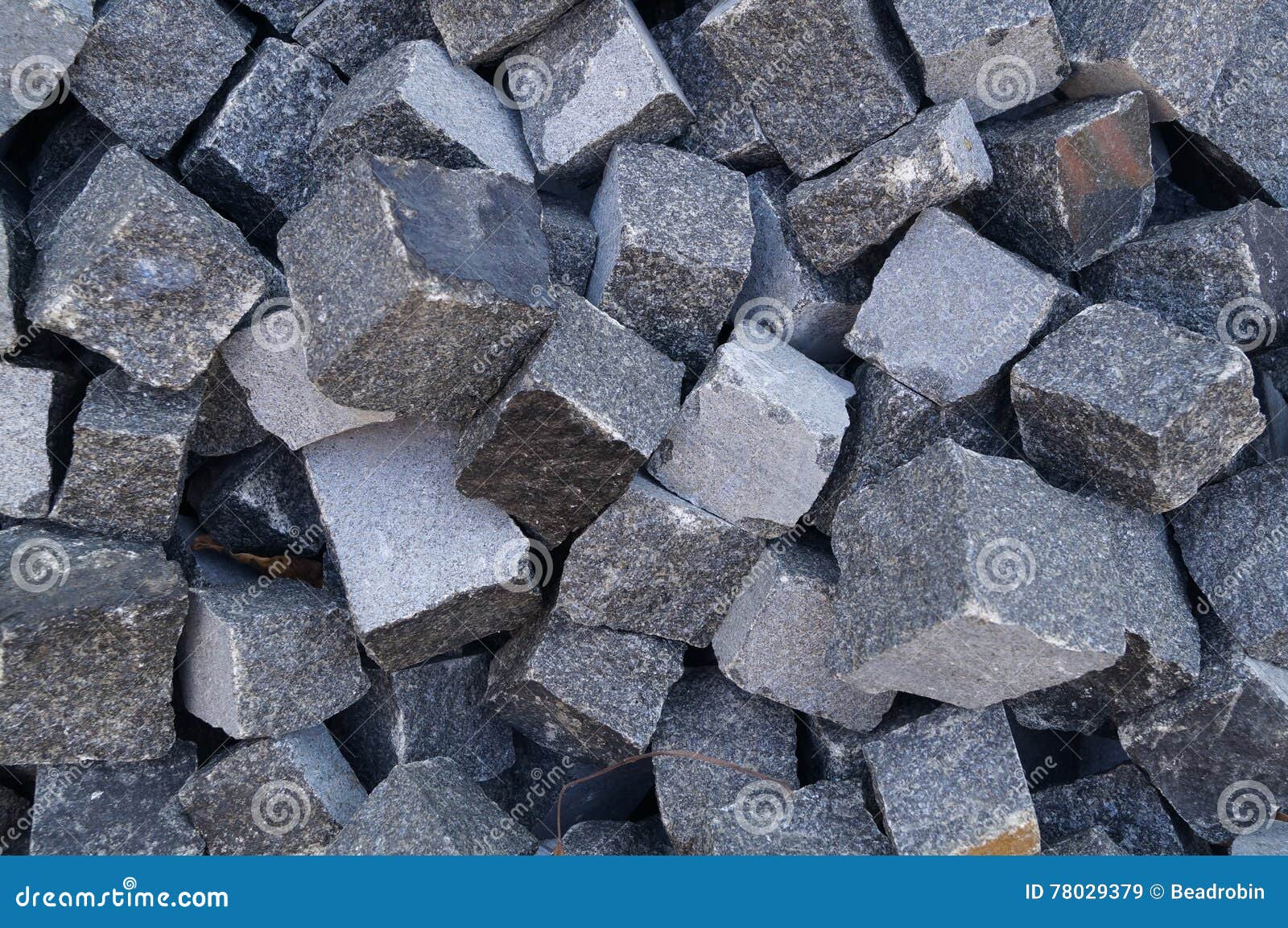 Pile of Gray Cube Granite Stones Stock Image - Image of environment ...