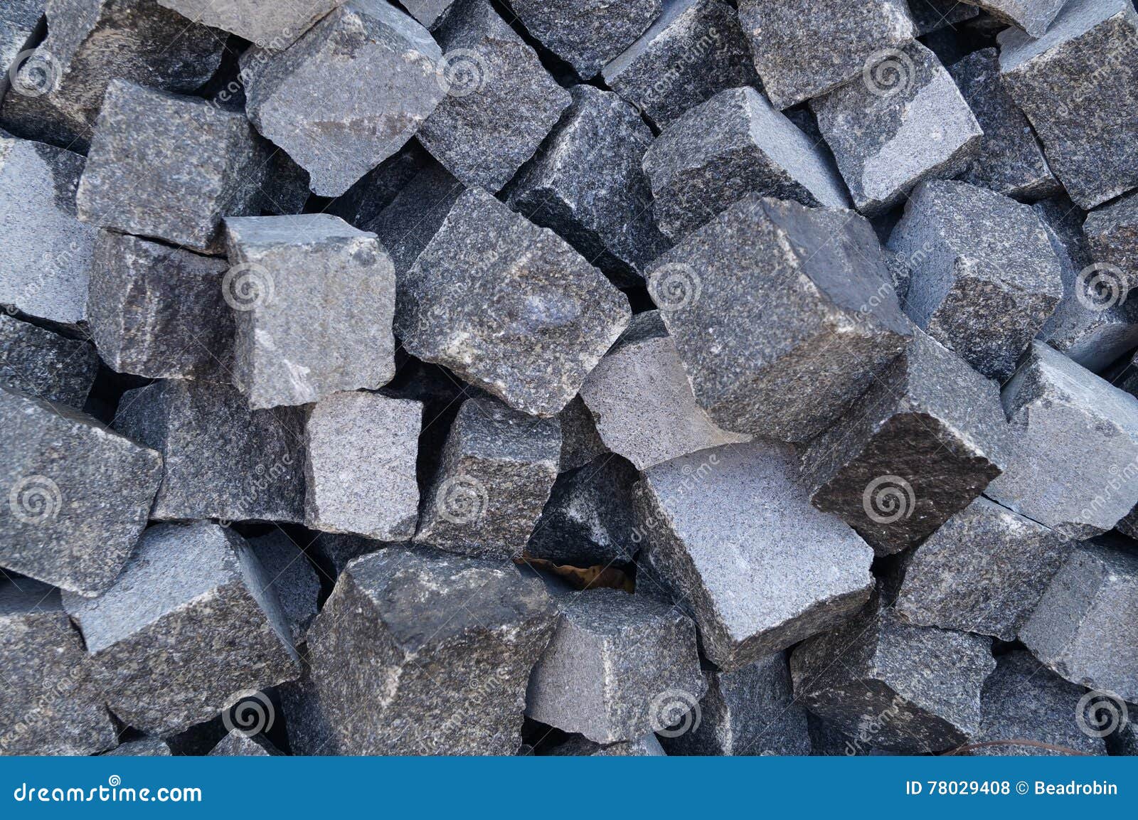Pile of Gray Cube Granite Stones Stock Photo - Image of gray ...