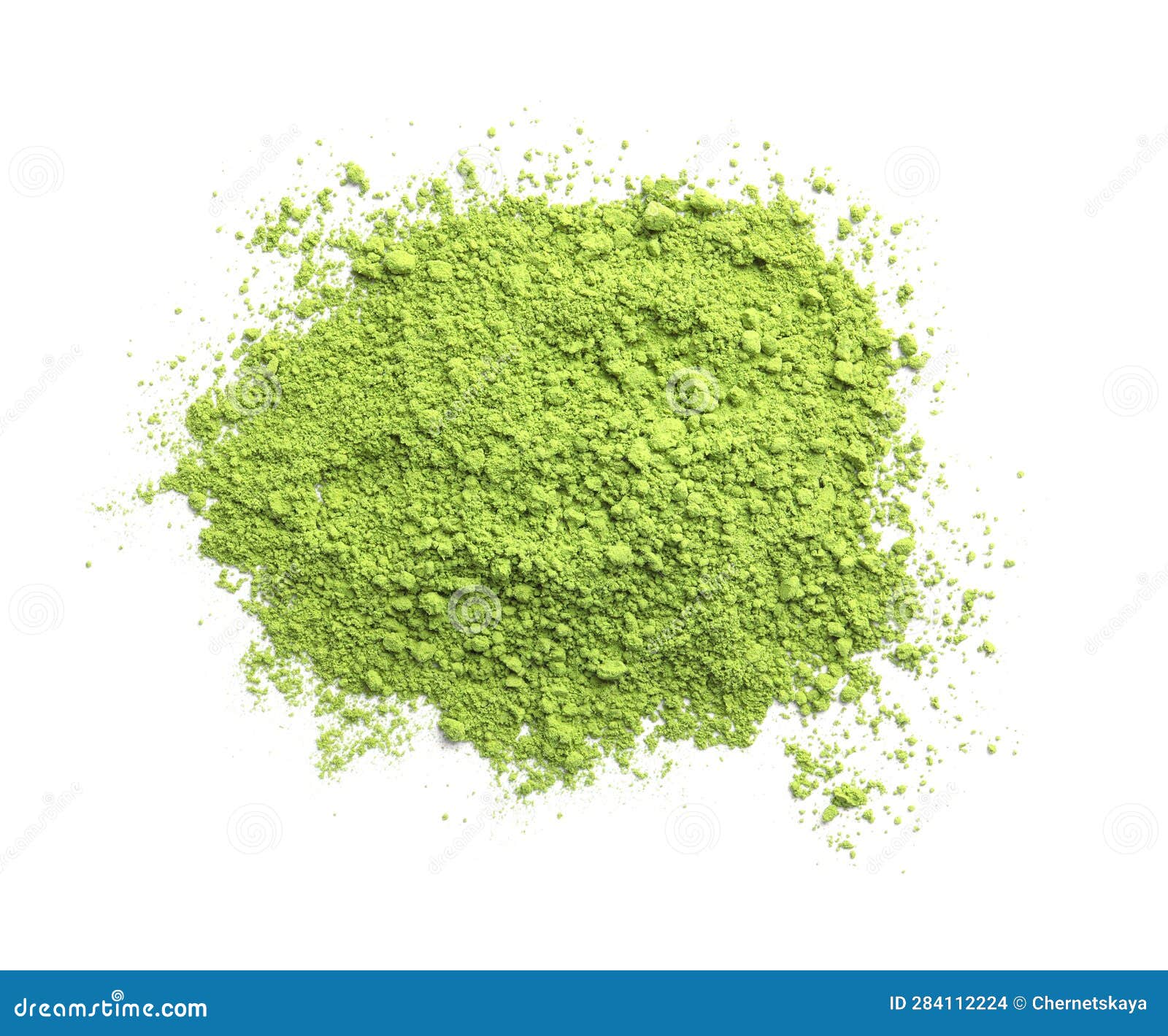 Pile of Green Matcha Powder Isolated on White, Top View Stock Photo ...