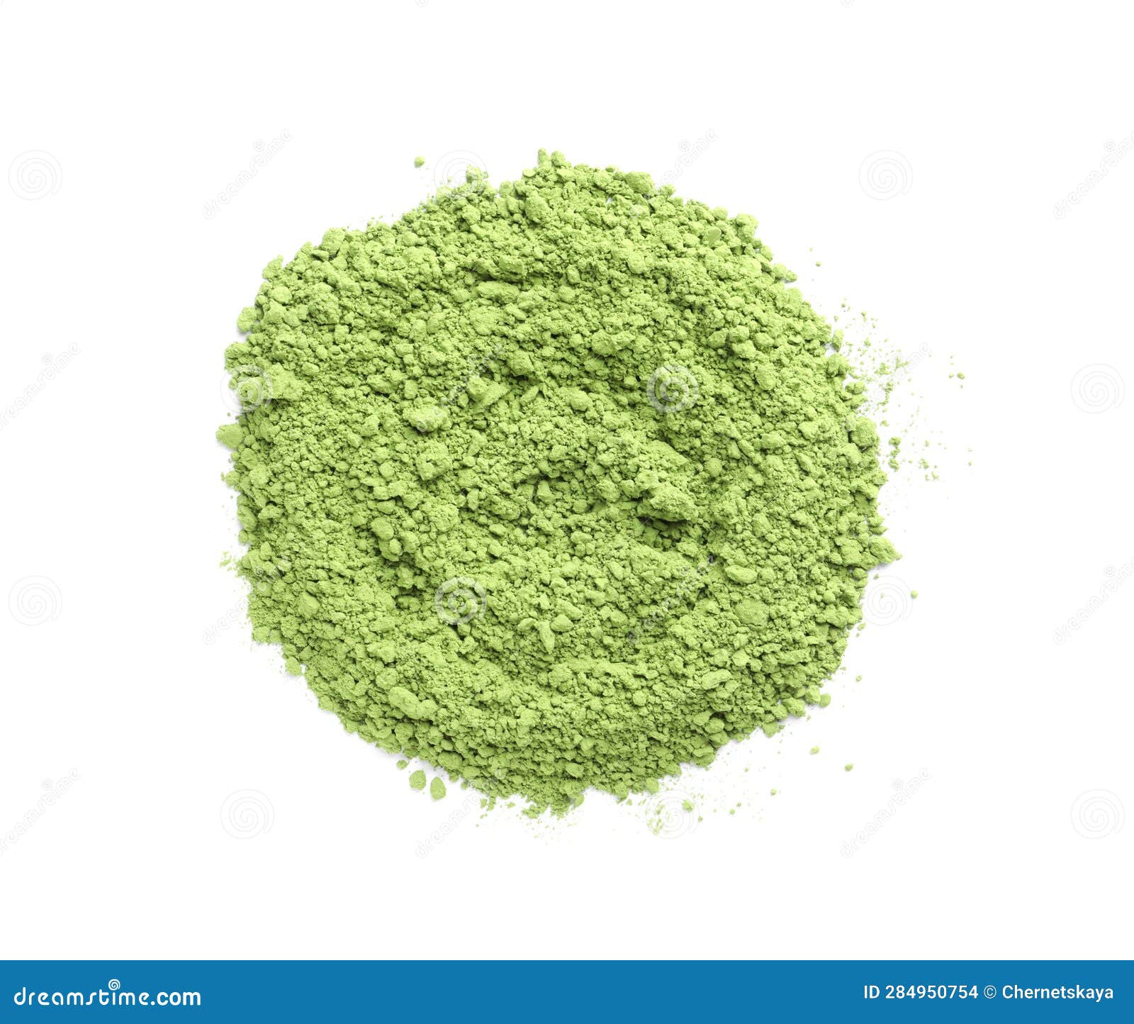 Pile of Green Matcha Powder Isolated on White, Top View Stock Photo ...