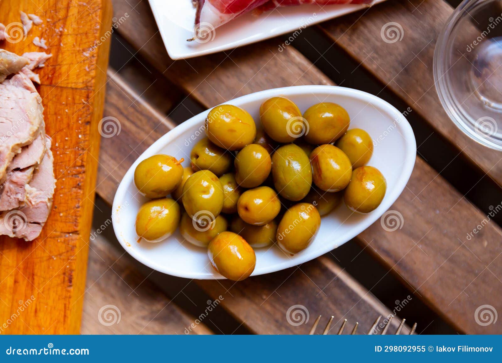 Pile of Green Olives Served on Table Stock Image - Image of italian ...