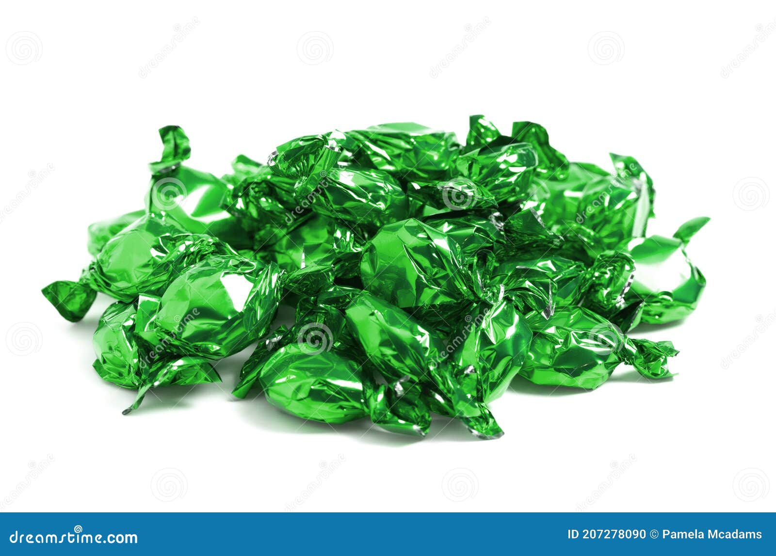 Pile of Green Wrapped Candy Isolated on a White Background Stock Photo ...