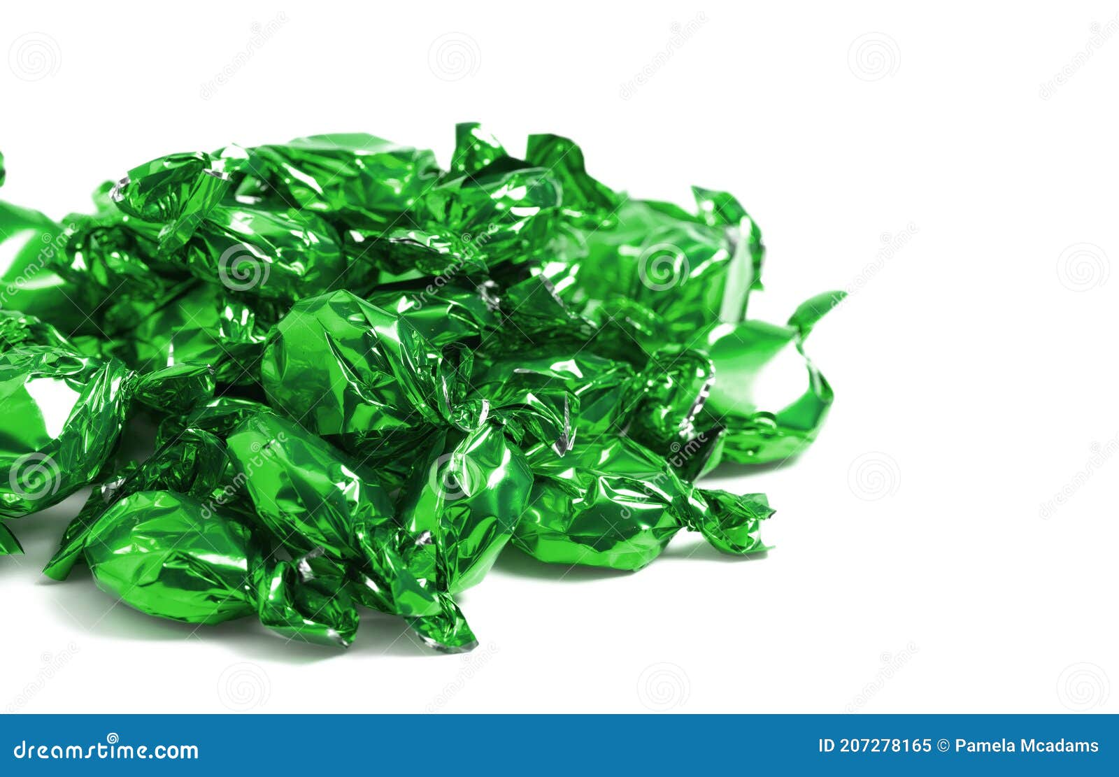 Pile of Green Wrapped Candy Isolated on a White Background Stock Image ...